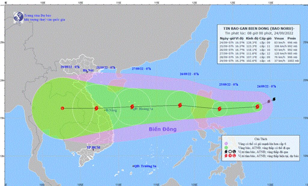 La tempête Noru se déplace vers la Mer Orientale, des pluies prévues au ...